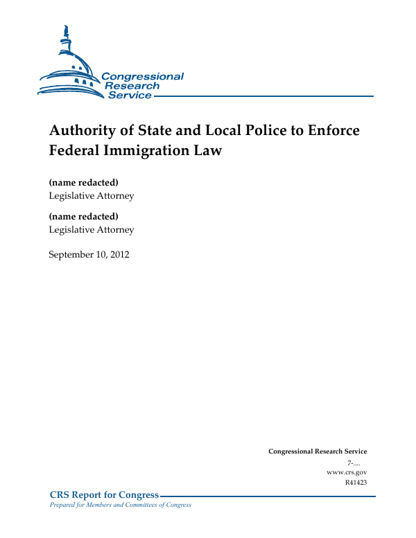 Authority of State and Local Police to Enforce Federal Immigration Law ...