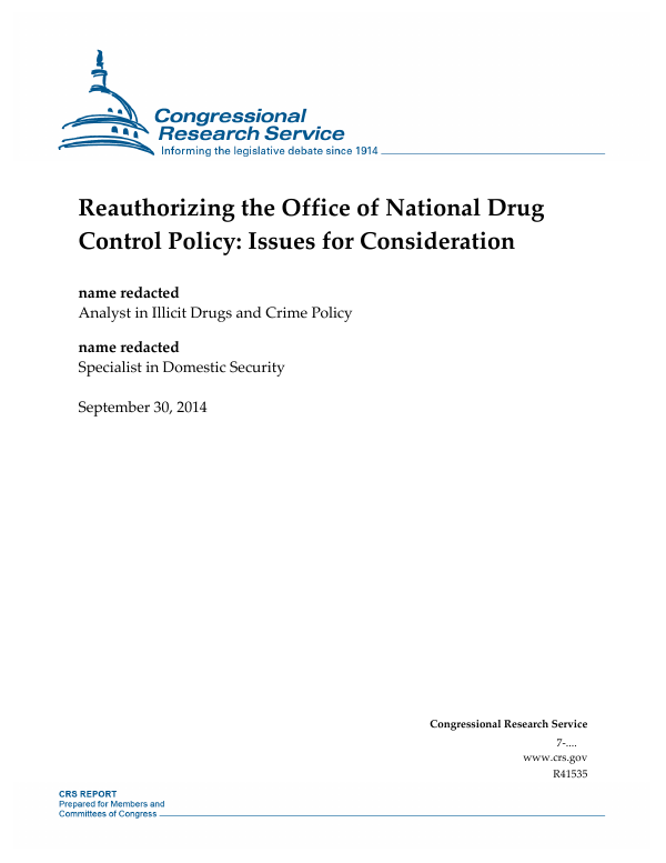 Reauthorizing the Office of National Drug Control Policy: Issues for ...