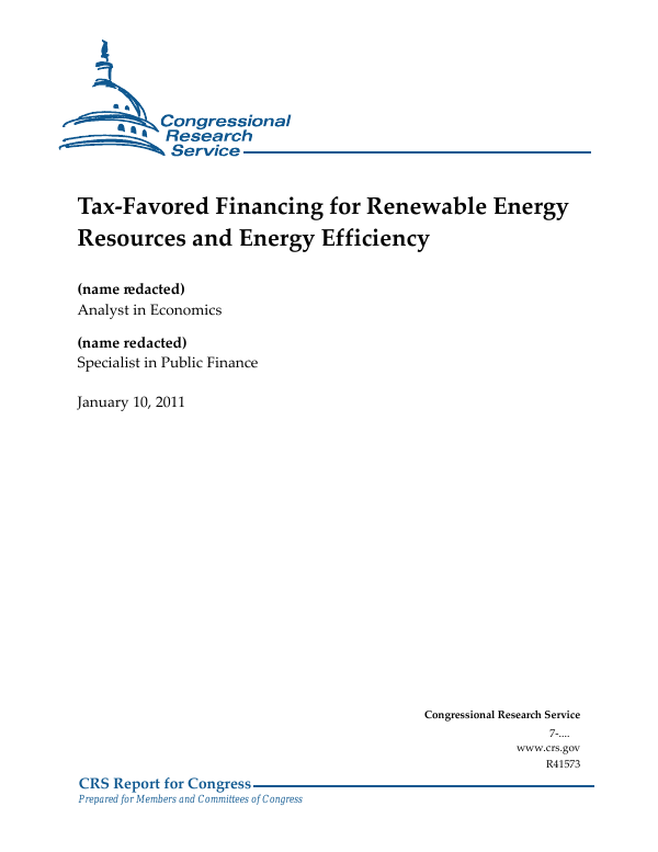 Tax-Favored Financing for Renewable Energy Resources and Energy ...