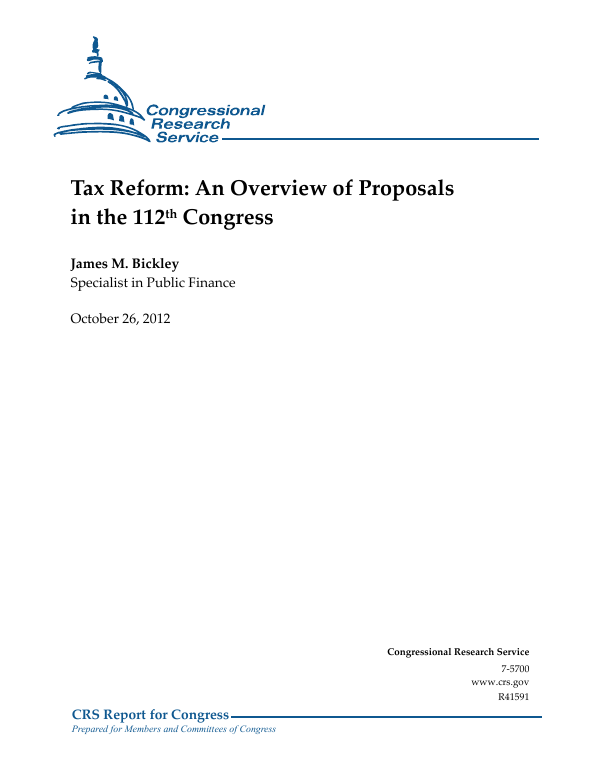 Tax Reform: An Overview of Proposals in the 112th Congress ...
