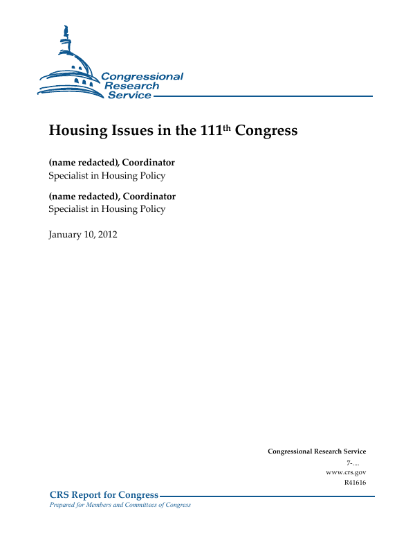 Housing Issues in the 111th Congress - EveryCRSReport.com