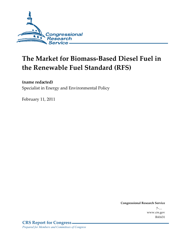 The Market for Biomass-Based Diesel Fuel in the Renewable Fuel Standard ...