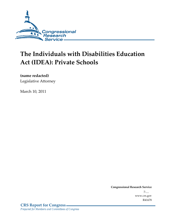 The Individuals with Disabilities Education Act (IDEA): Private Schools ...