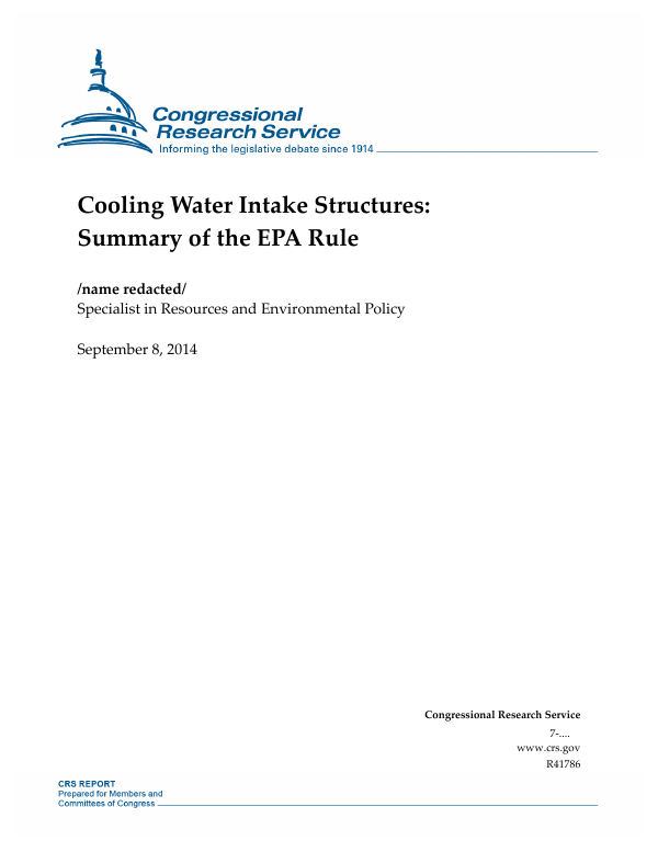 Cooling Water Intake Structures: Summary of the EPA Rule ...