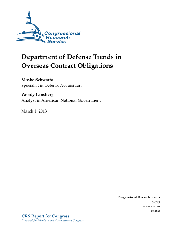 Department of Defense Trends in Overseas Contract Obligations ...