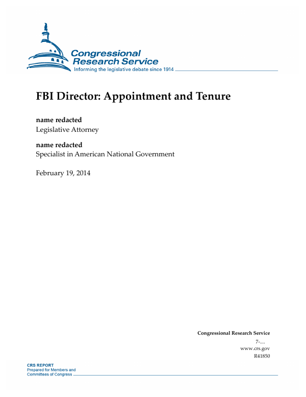 FBI Director: Appointment and Tenure - EveryCRSReport.com