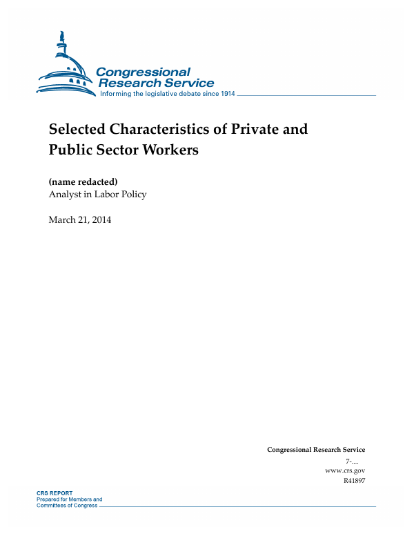 Selected Characteristics of Private and Public Sector Workers ...