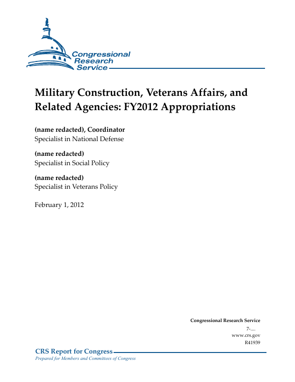 Military Construction, Veterans Affairs, and Related Agencies: FY2012 ...