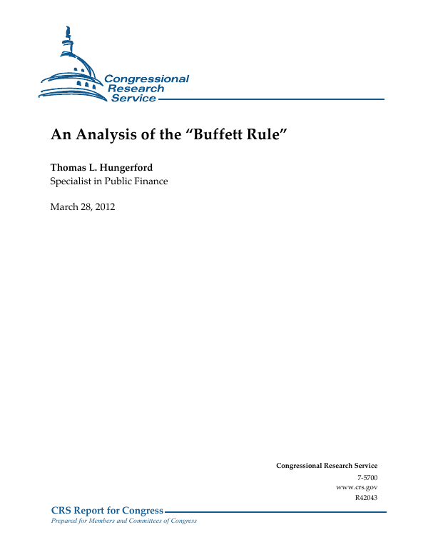 An Analysis of the “Buffett Rule” - EveryCRSReport.com