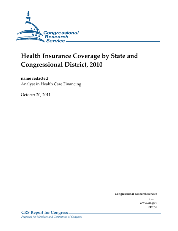Health Insurance Coverage by State and Congressional District, 2010 ...