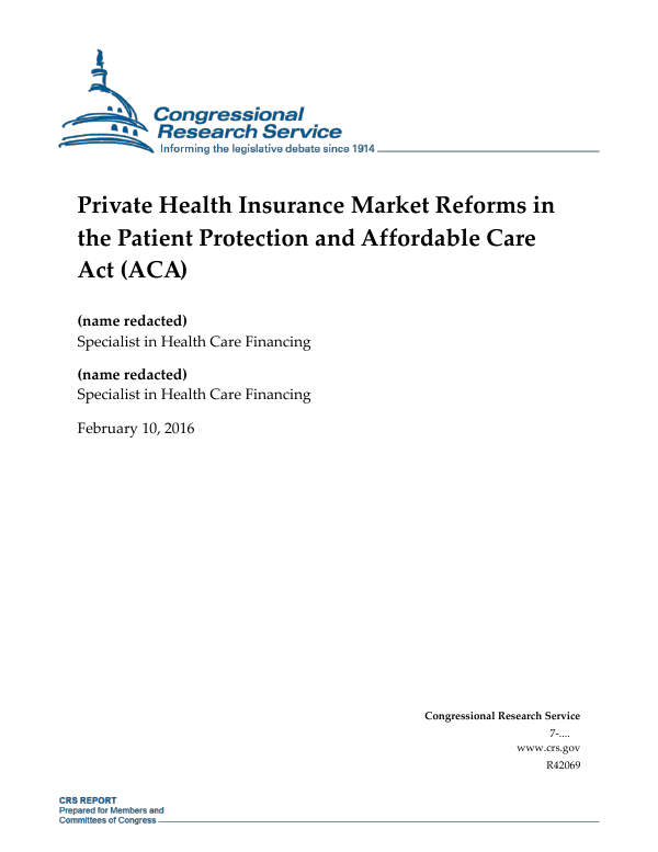 Private Health Insurance Market Reforms in the Patient Protection and ...