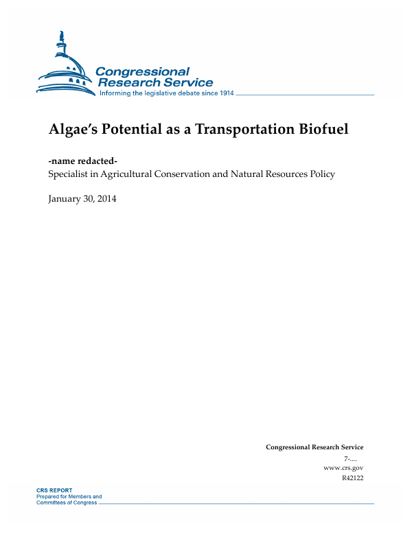 Algae’s Potential as a Transportation Biofuel - EveryCRSReport.com