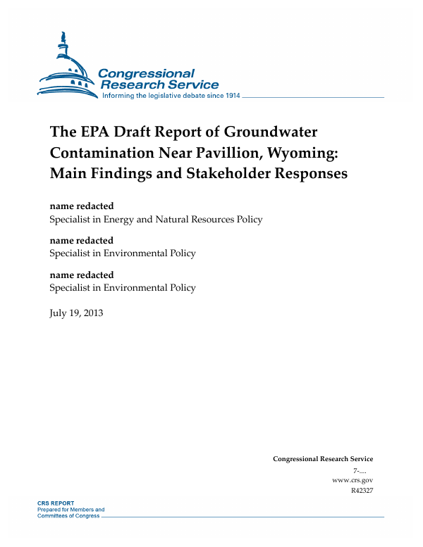 The EPA Draft Report of Groundwater Contamination Near Pavillion ...