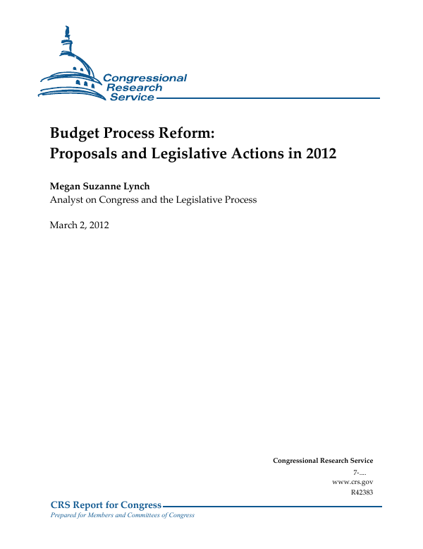 Budget Process Reform: Proposals and Legislative Actions in 2012 ...