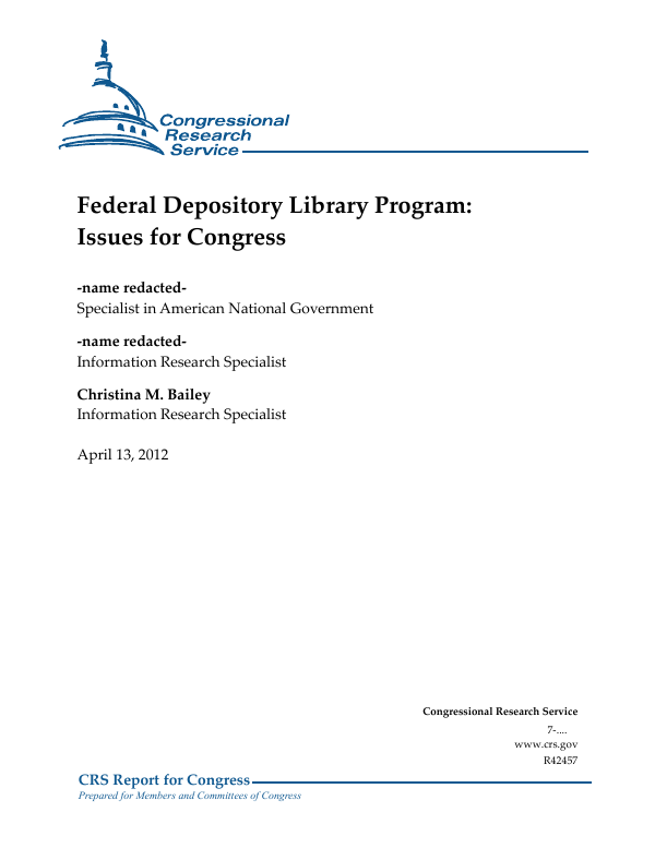 Federal Depository Library Program: Issues for Congress ...
