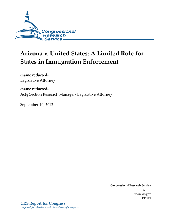 Arizona v. United States: A Limited Role for States in Immigration ...