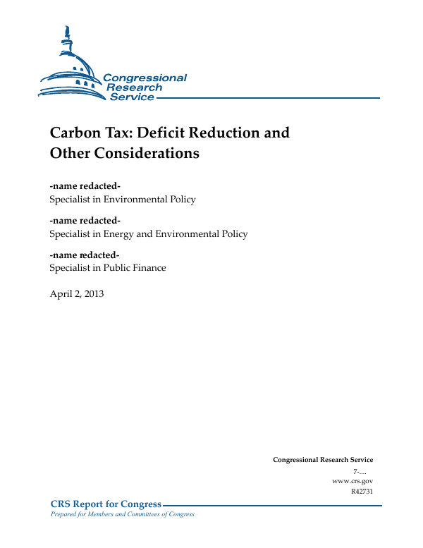 Carbon Tax: Deficit Reduction and Other Considerations - EveryCRSReport.com