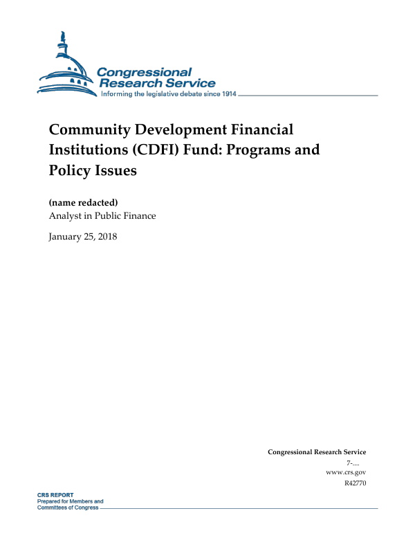 Community Development Financial Institutions CDFI Fund Programs And Community Development Financial Institutions CDFI Fund Programs And