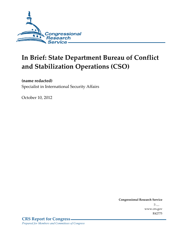 In Brief: State Department Bureau of Conflict and Stabilization ...