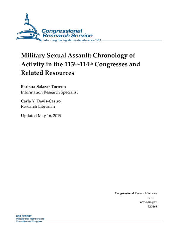 Military Sexual Assault: Chronology of Activity in the 113th-114th ...