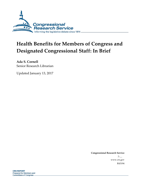 Health Benefits for Members of Congress and Designated Congressional ...
