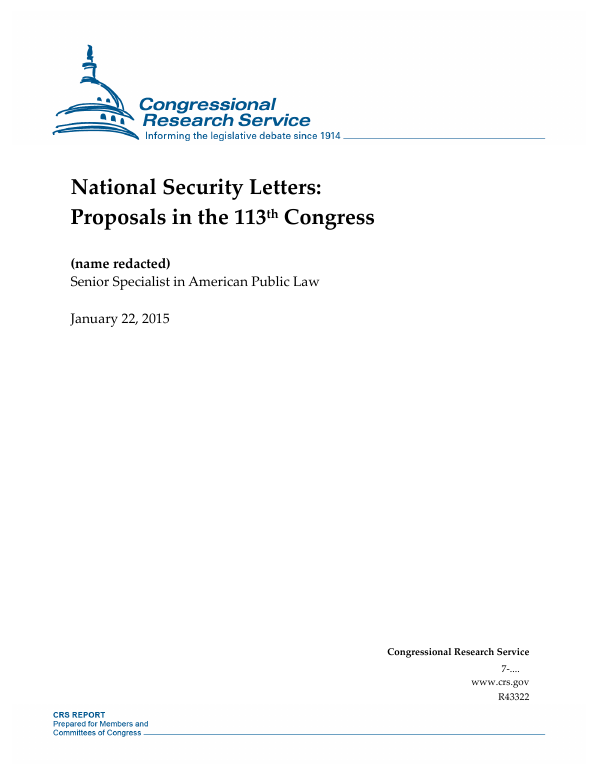 National Security Letters: Proposals in the 113th Congress ...