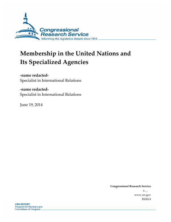 Membership in the United Nations and Its Specialized Agencies ...