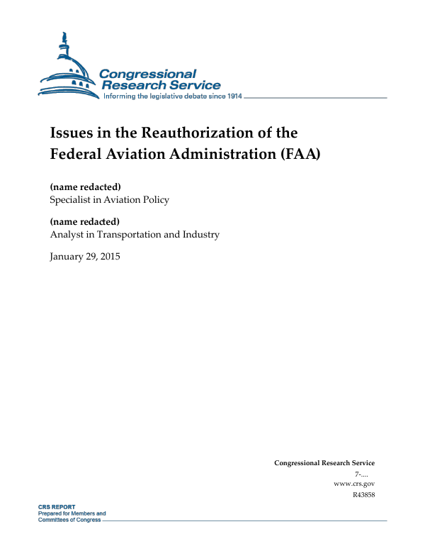 Issues in the Reauthorization of the Federal Aviation Administration ...