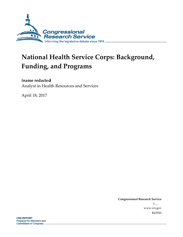 National Health Service Corps: Background, Funding, and Programs ...