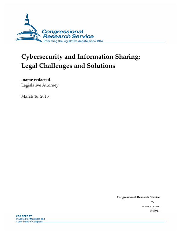 Cybersecurity and Information Sharing: Legal Challenges and Solutions ...