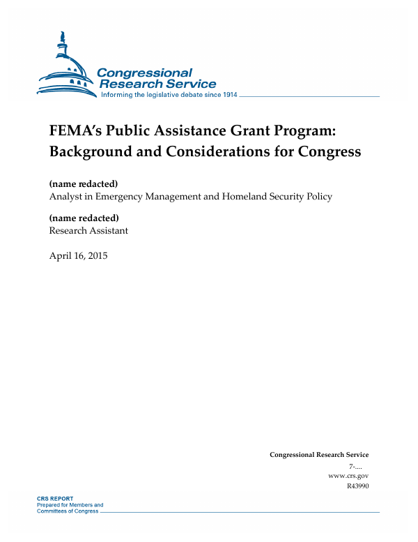 FEMA’s Public Assistance Grant Program: Background and Considerations ...