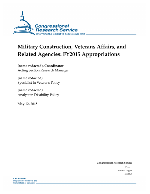 Military Construction, Veterans Affairs, and Related Agencies: FY2015 ...