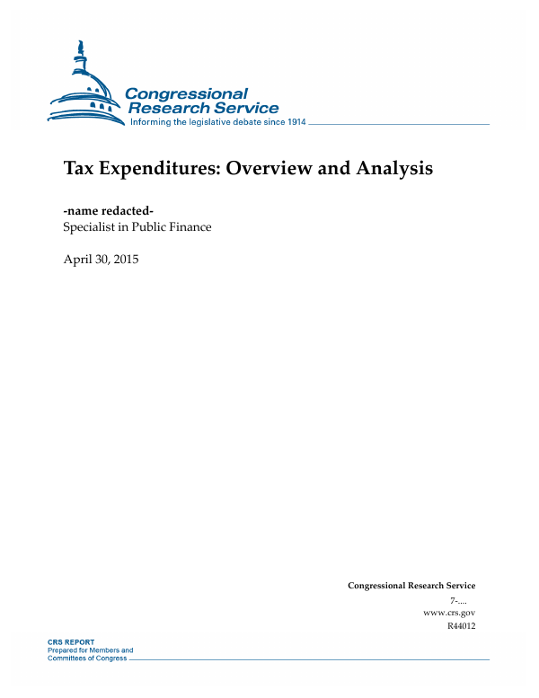 Tax Expenditures: Overview and Analysis - EveryCRSReport.com