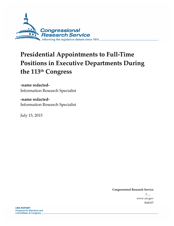 Presidential Appointments to Full-Time Positions in Executive ...