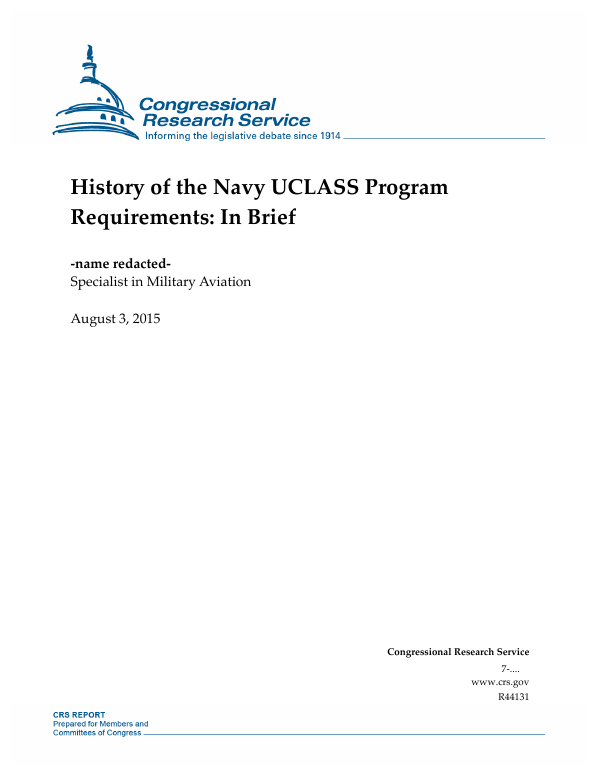 History of the Navy UCLASS Program Requirements: In Brief ...