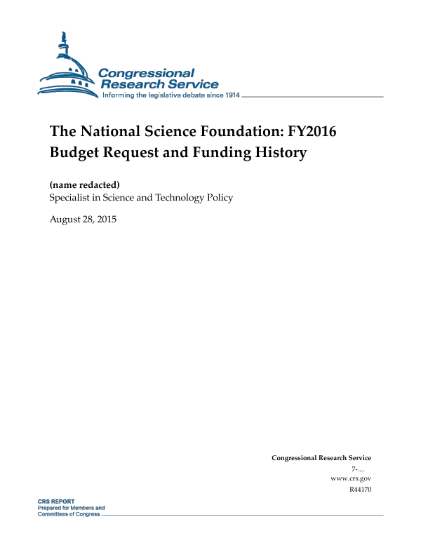 The National Science Foundation: FY2016 Budget Request and Funding ...