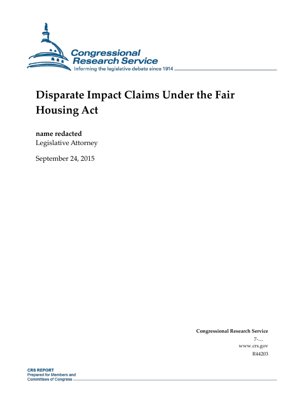 Disparate Impact Claims Under the Fair Housing Act - EveryCRSReport.com