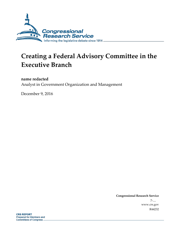 Creating a Federal Advisory Committee in the Executive Branch ...