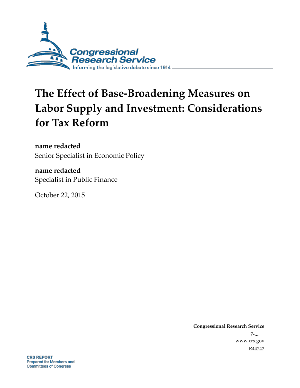 The Effect of Base-Broadening Measures on Labor Supply and Investment ...