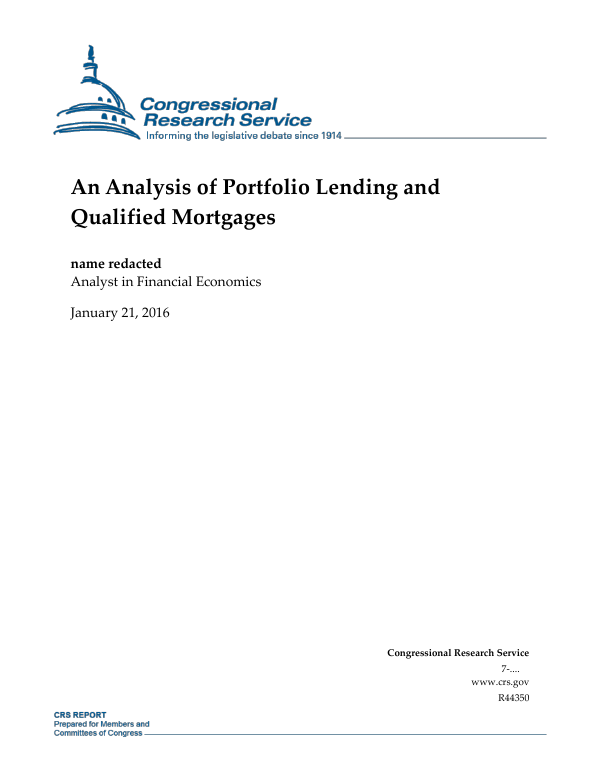 An Analysis of Portfolio Lending and Qualified Mortgages ...