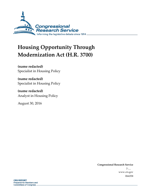 Housing Opportunity Through Modernization Act (H.R. 3700 ...