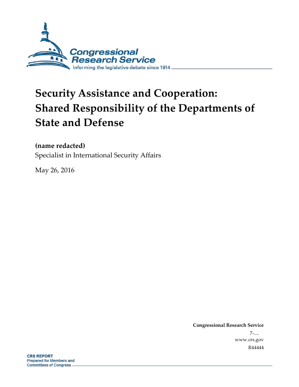 Security Assistance and Cooperation: Shared Responsibility of the ...