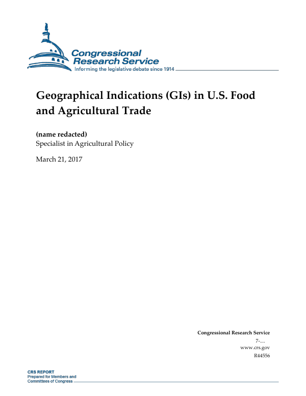 Geographical Indications (GIs) in U.S. Food and Agricultural Trade ...