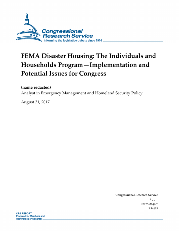 FEMA Disaster Housing: The Individuals and Households Program ...