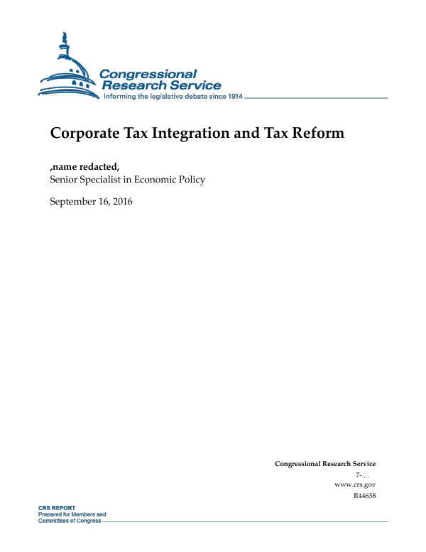 Corporate Tax Integration and Tax Reform - EveryCRSReport.com