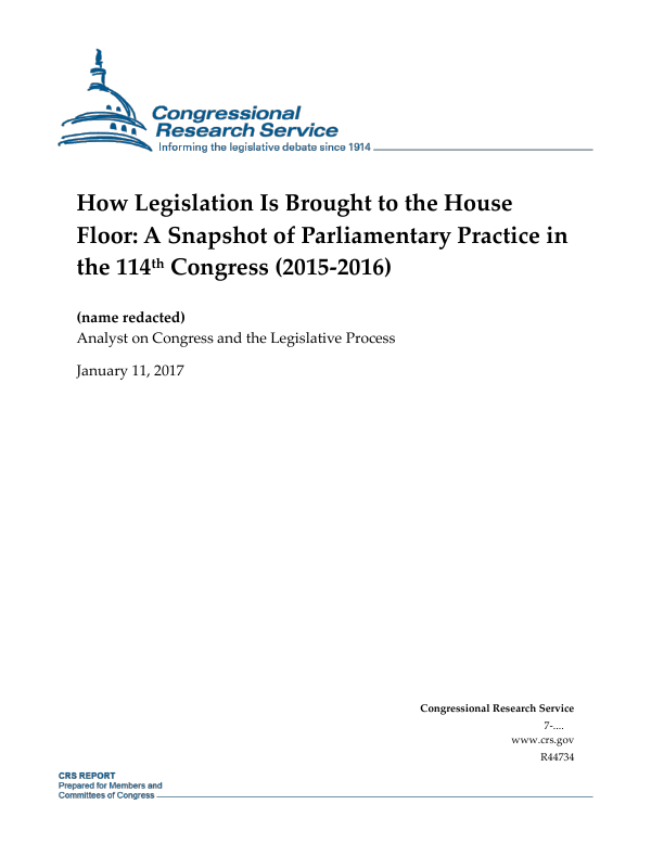 How Legislation Is Brought to the House Floor: A Snapshot of ...