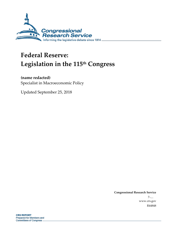 Federal Reserve: Legislation in the 115th Congress - EveryCRSReport.com