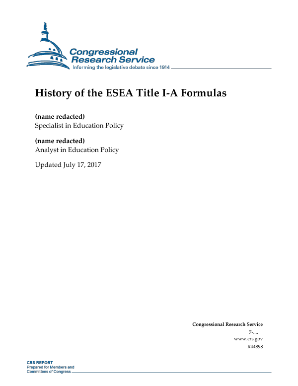 History of the ESEA Title I-A Formulas - EveryCRSReport.com
