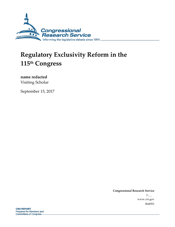Regulatory Exclusivity Reform in the 115th Congress - EveryCRSReport.com