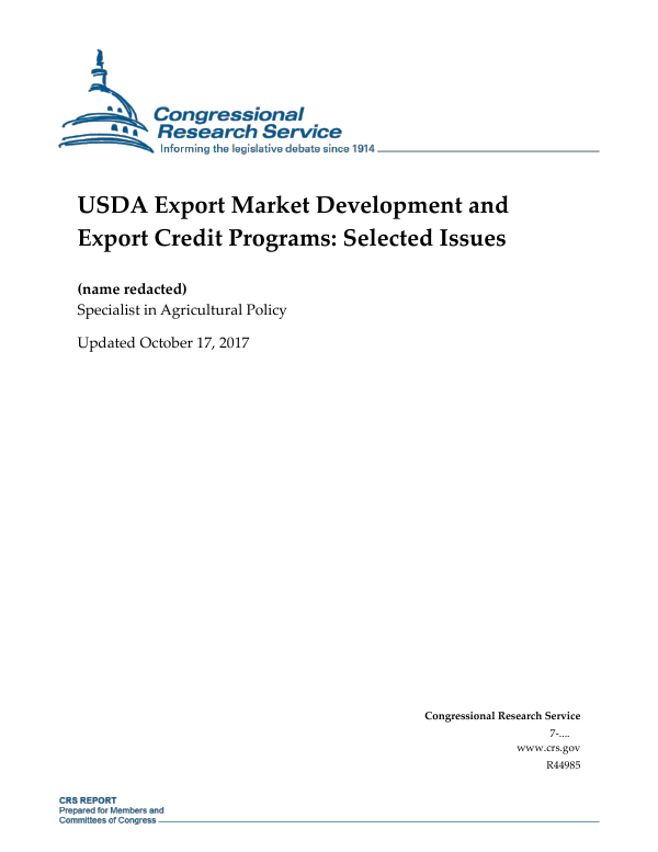 USDA Export Market Development and Export Credit Programs: Selected ...